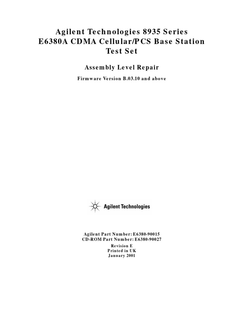 HP Agilent-Technologies 8935 Series E6380a Ver b.03.10 Cellular Test ...