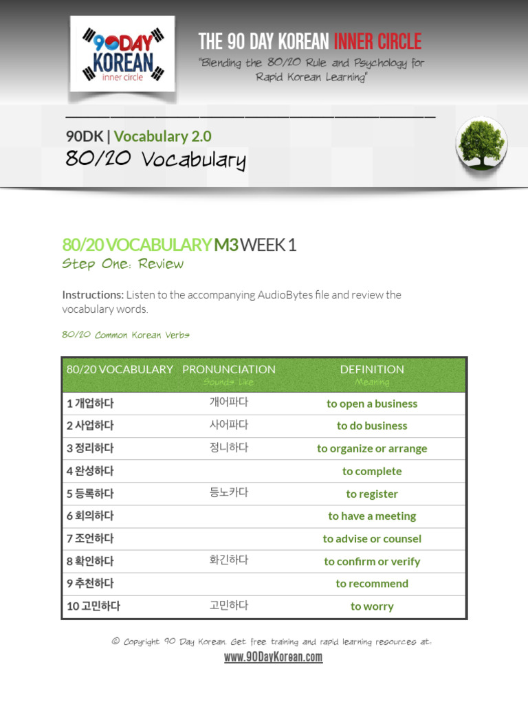 1 - 90DK M3W1 (8020 Vocabulary) | PDF | Vocabulary | Korean Language