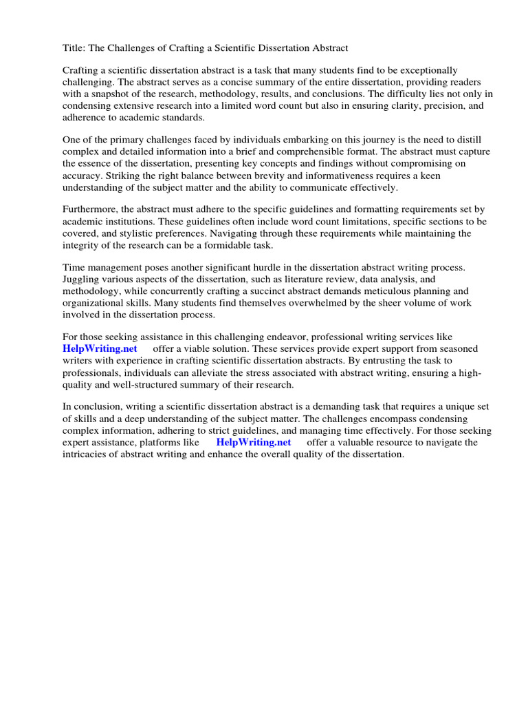 How To Write An Abstract For A Scientific Dissertation | PDF | Abstract ...