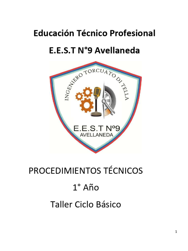 01-Cuadernillo Procedimiento TEcnico 1 Año - Compressed | PDF | Perforar | Herramientas