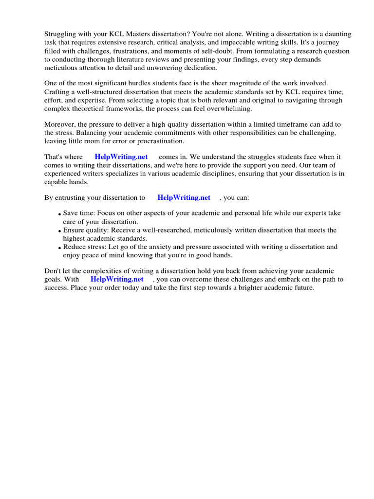 KCL Masters Dissertation Handbook | PDF | Thesis | Doctor Of Philosophy