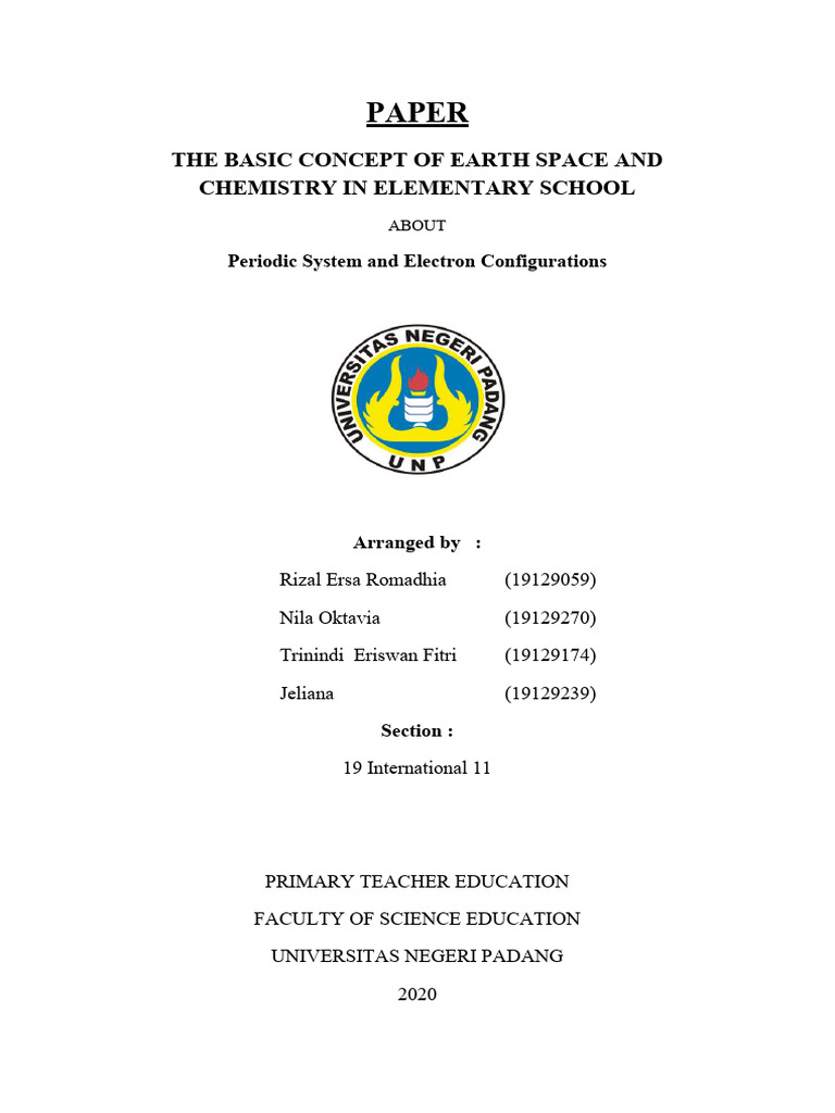 PAPER PERIODIC SYSTEM AND CONFIGURATION | PDF | Atomic Orbital ...
