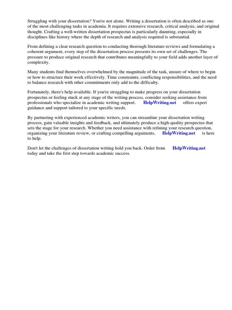 Dissertation Prospectus Example History | PDF | Thesis | Academic ...