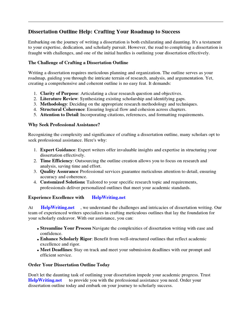 Dissertation Outline Help | PDF | Thesis | Apa Style