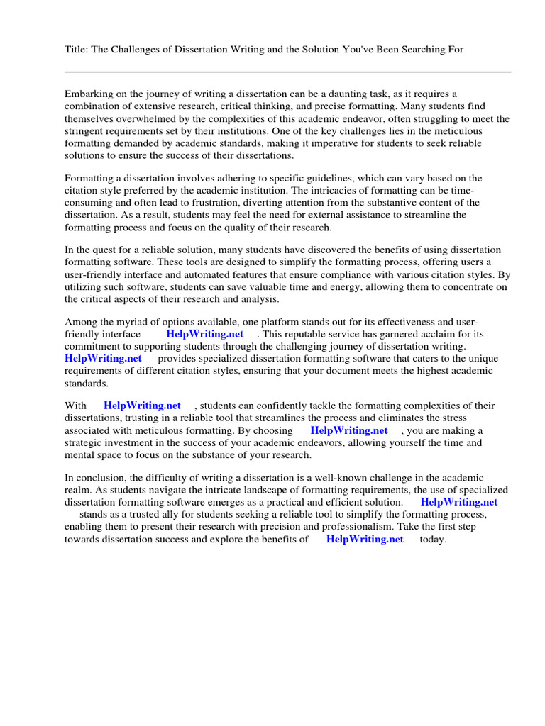 Dissertation Formatting Software | PDF