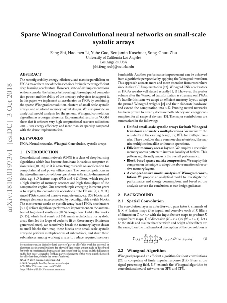 Sparse Winograd Convolutional Neural Networks On Small-Scale Systolic Arrays | PDF | Field ...