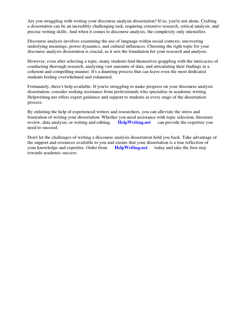 Discourse Analysis Dissertation Topics | PDF | Communication | Analysis