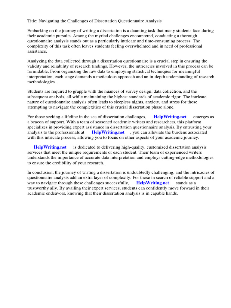 Dissertation Questionnaire Analysis | Download Free PDF | Thesis ... Dissertation Questionnaire Analysis | Download Free PDF | Thesis ...