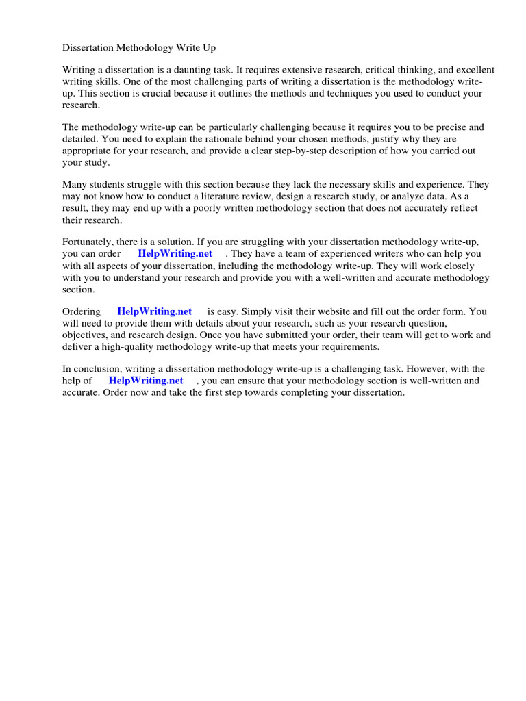 Dissertation Methodology Write Up | PDF | Methodology | Thesis