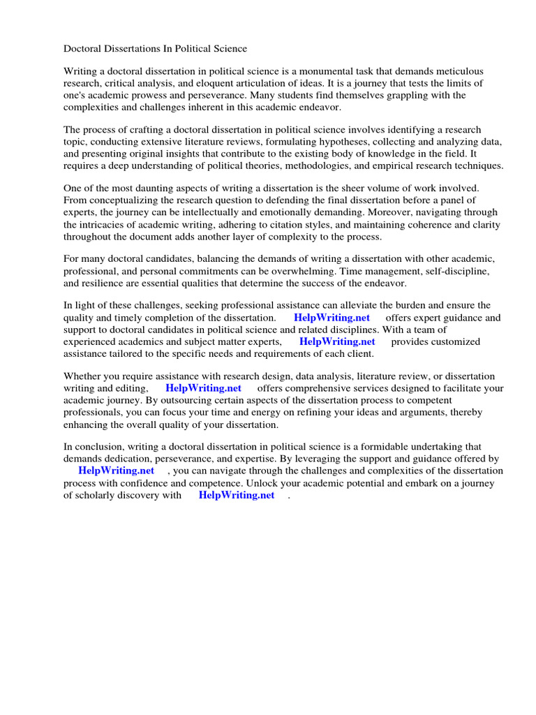 Doctoral Dissertations in Political Science | PDF | Thesis | Science
