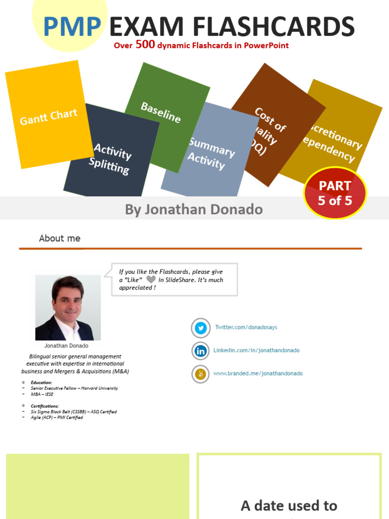 Vdocuments - MX - PMP Exam Flashcards Presentation 5 of 5 Pmbok 5th Edition Pmi Download | PDF ...