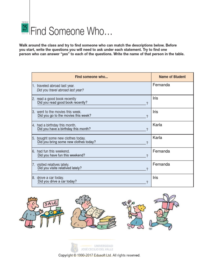 12 Basic II Handout 25 Unit 6 Interesting People Find Someone Who | PDF