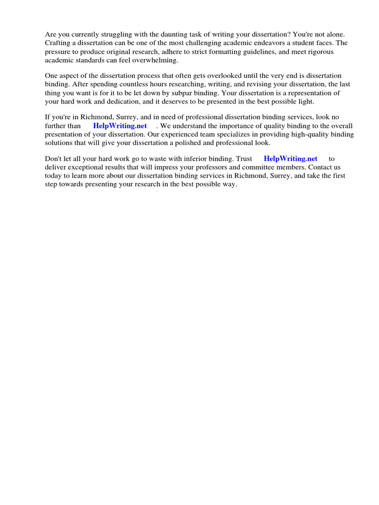 Dissertation Binding Richmond Surrey | PDF | Bookbinding | Thesis