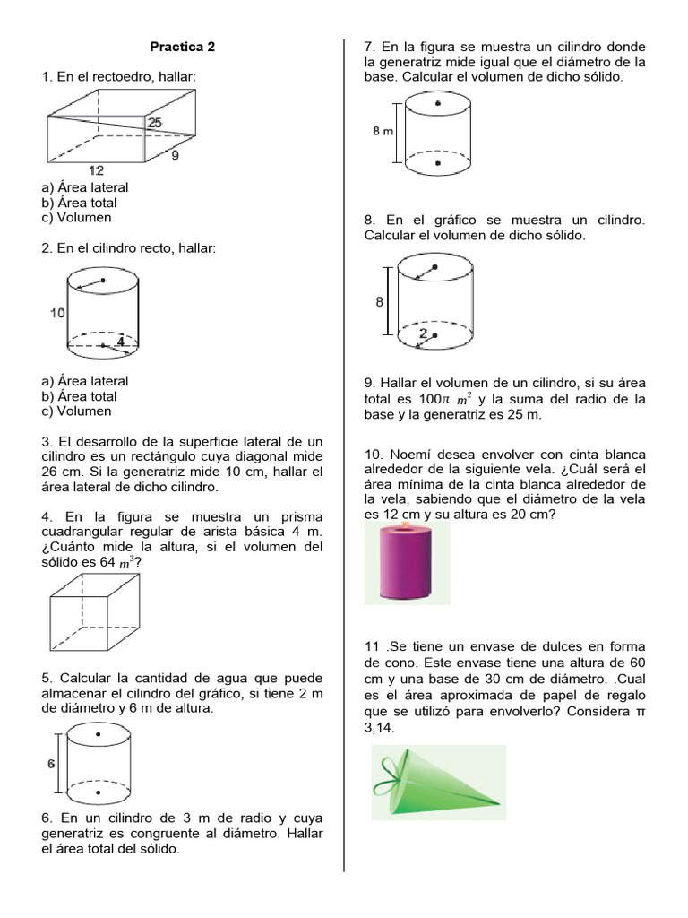 Área y Volumen Practica 2 | PDF | Hogar, jardinería y bricolaje | Arte