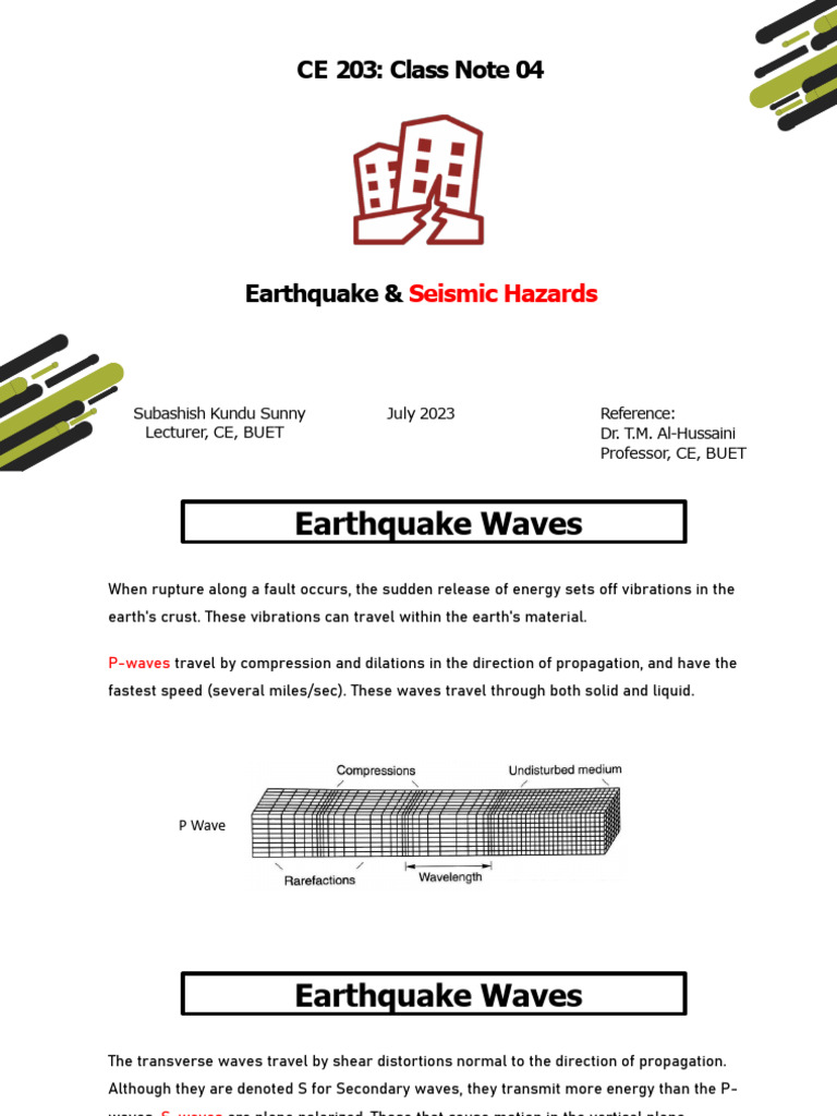CE 203-Class Note 4_SKS | PDF | Earthquakes | Waves CE 203-Class Note 4_SKS | PDF | Earthquakes | Waves