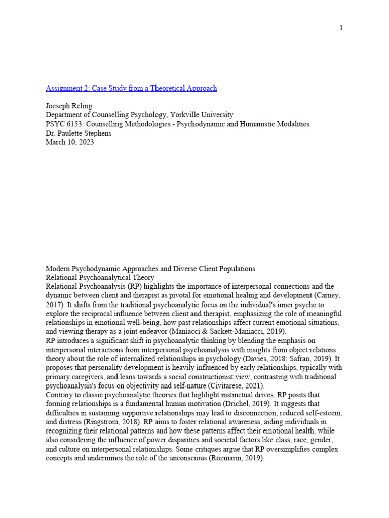 Modern Psychodynamic Approaches and Diverse Client Populations JS | PDF ...