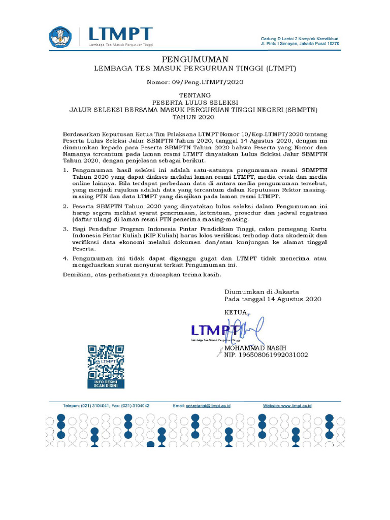 Lulus SBMPTN 2020 di UTBK ISI Surakarta | PDF