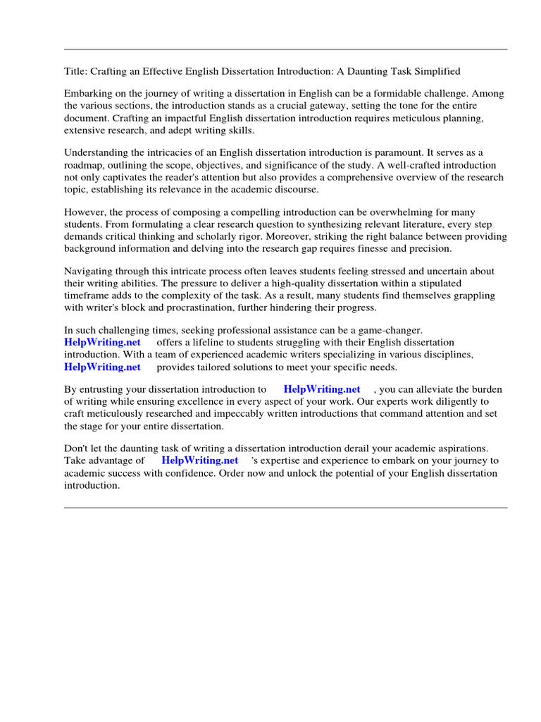 Example of An English Dissertation Introduction | PDF | Thesis | Essays