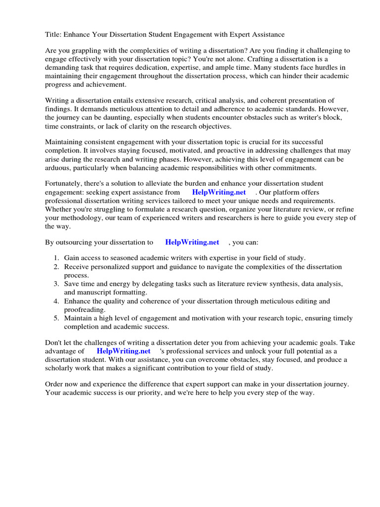 Dissertation Student Engagement | PDF | Learning | Teachers