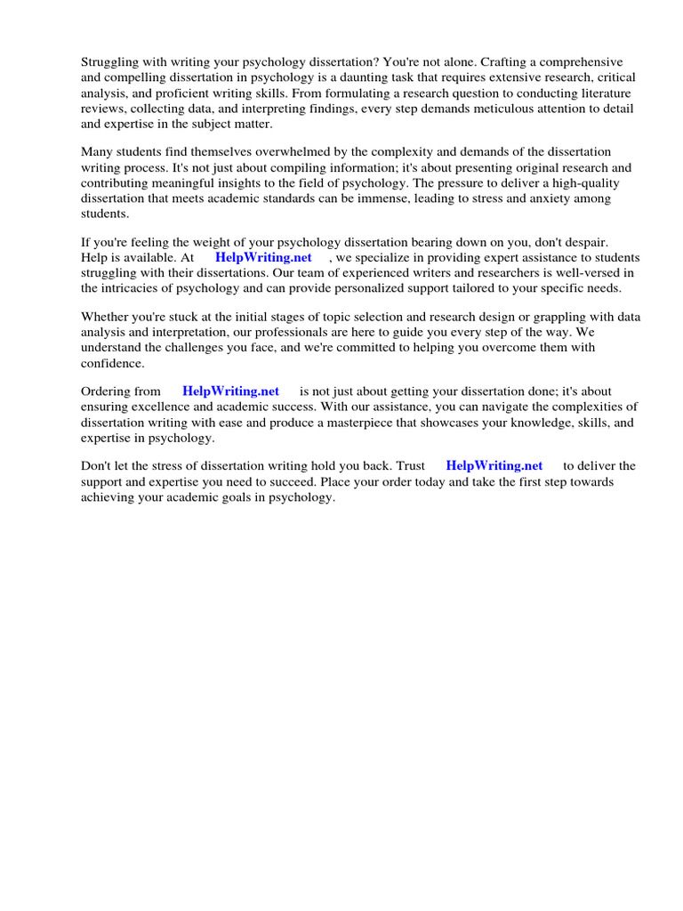 Psychology Dissertation PDF | PDF | Thesis | Psychology