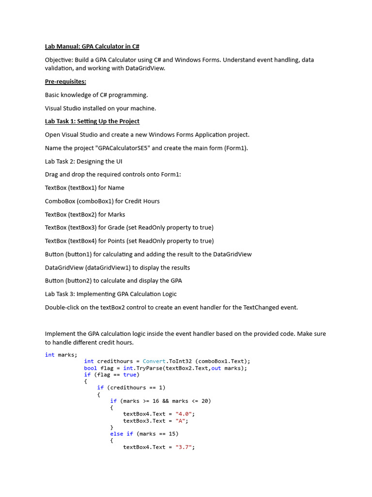 Lab 2 Manual Pdf C Sharp Programming Language System Software