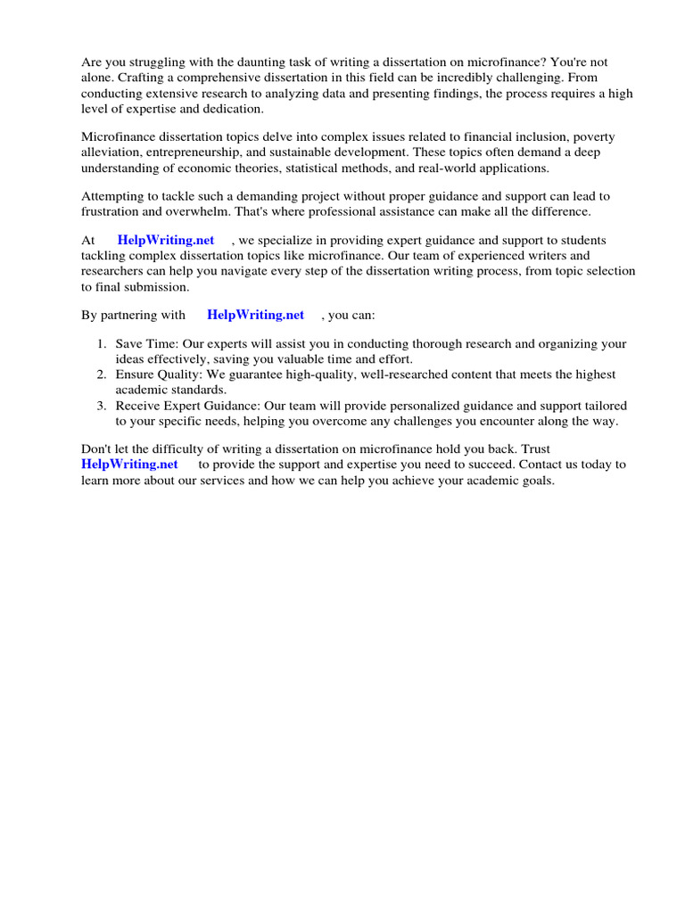 Microfinance Dissertation Topics | PDF | Microfinance | Poverty