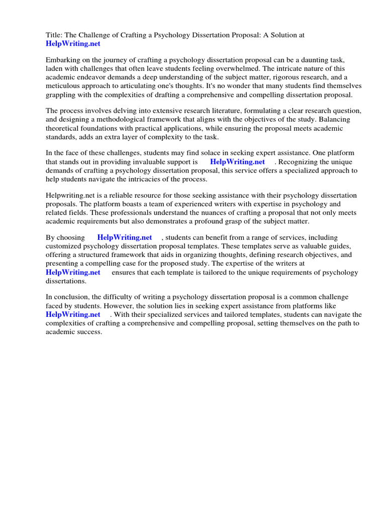 Psychology Dissertation Proposal Template | PDF | Psychology | Thesis