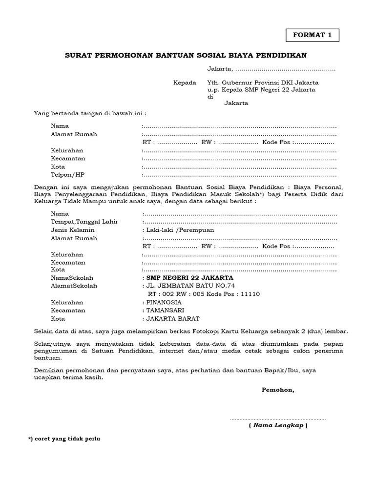 Surat Permohonan KJP Plus | PDF