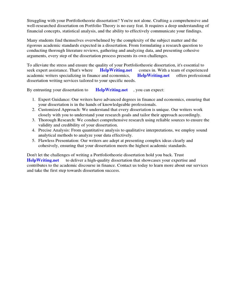 Portfoliotheorie Dissertation | PDF | Thesis | Doctor Of Philosophy