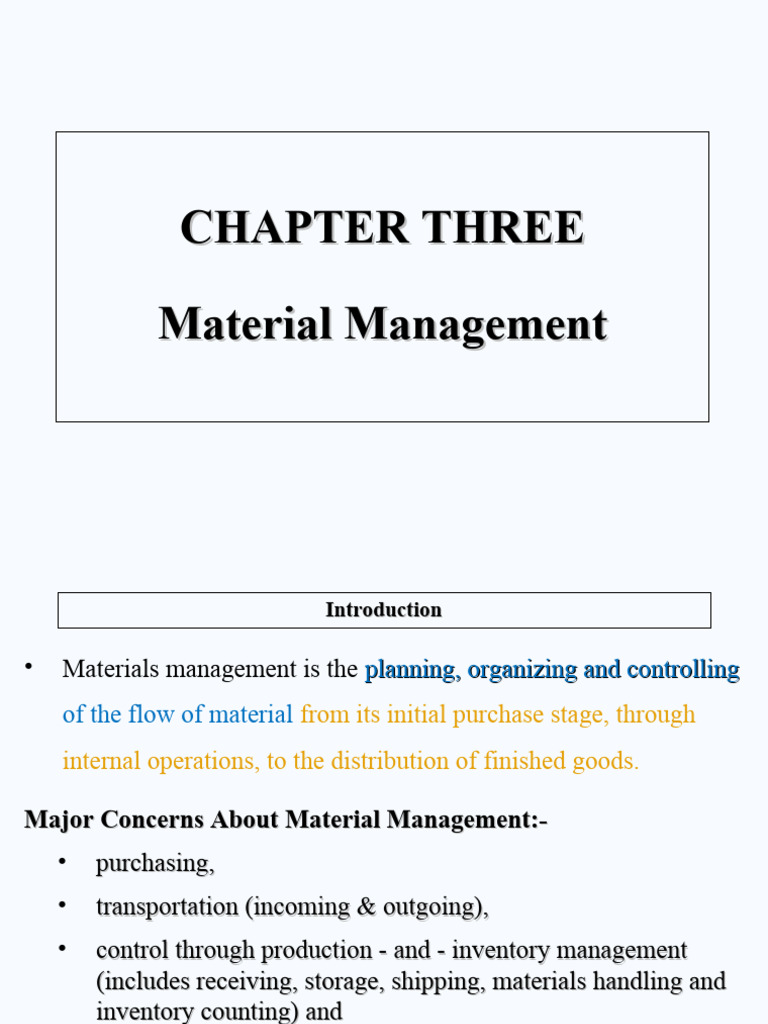Chapter 3. Material Management | PDF | Inventory | Demand