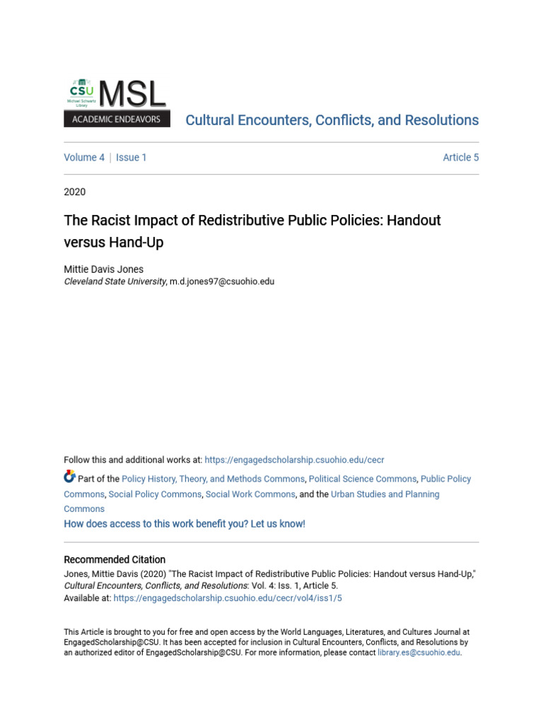 The Impact of Racist Redistributive Public Policies | PDF | Federal ...