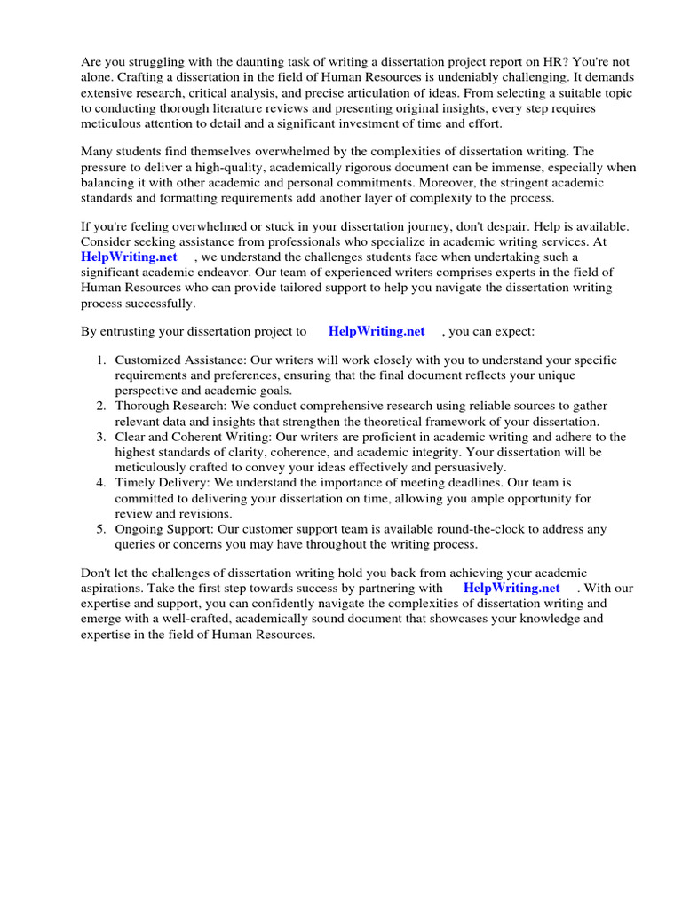 Dissertation Project Report On HR | PDF | Human Resource Management | Thesis