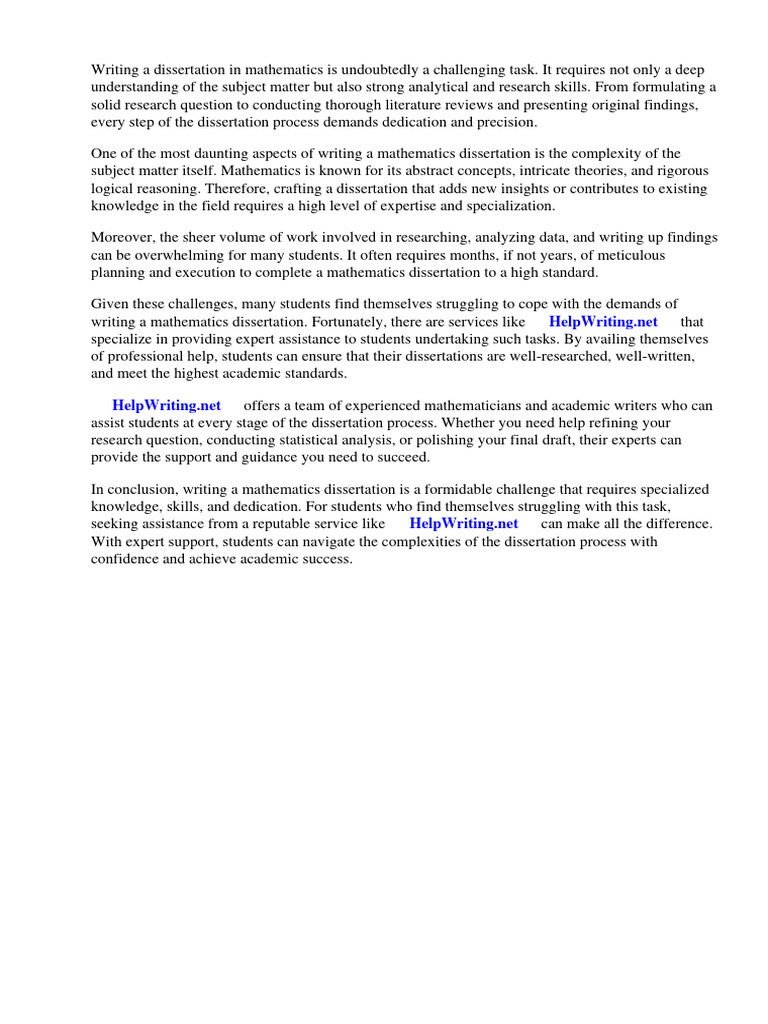 Math Dissertation Help for Students | PDF | Thesis | Mathematics