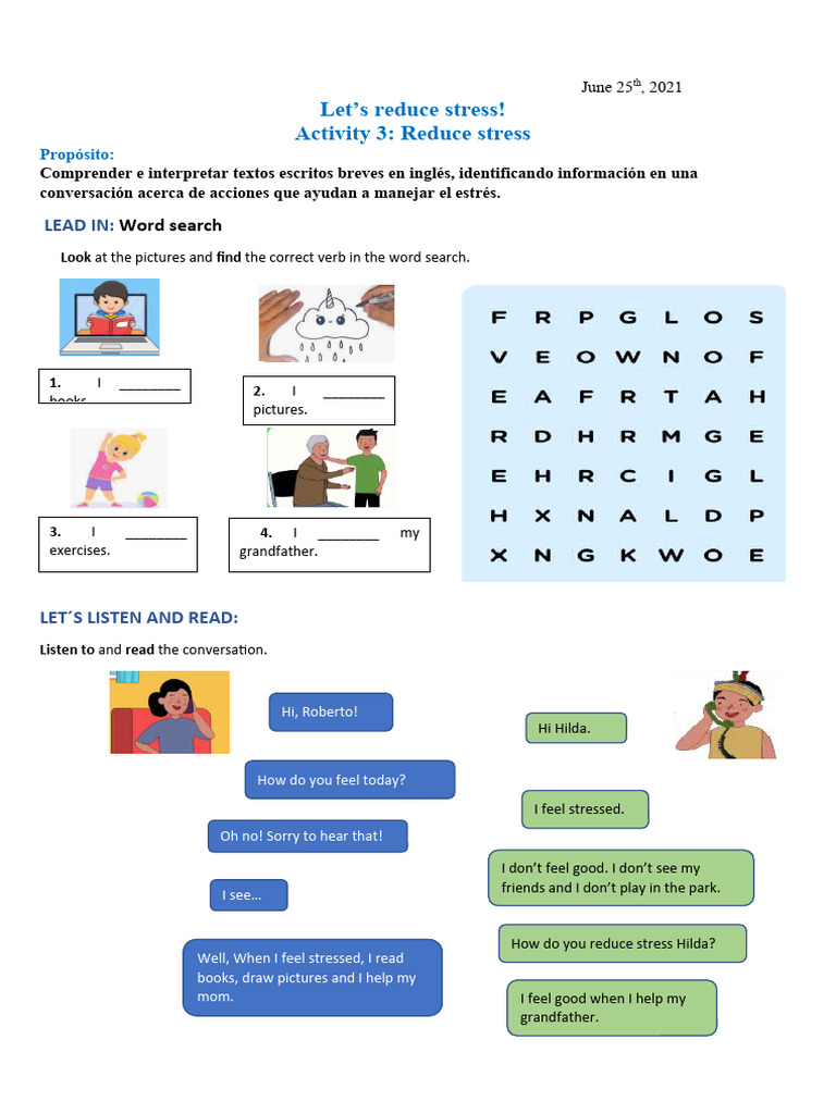 REDUCE STRESS Activity 3'45 | PDF