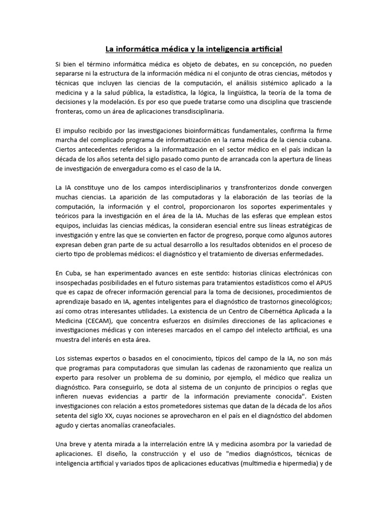 Lectura Sobre La Informática Médica | Descargar gratis PDF ...