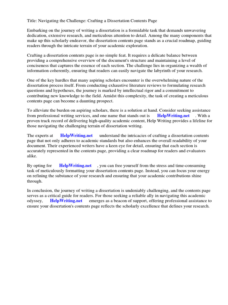 Dissertation Contents Page | PDF | Thesis