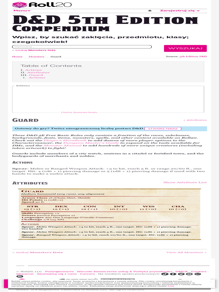 Guard D&D 5th Edition on Roll20 Compendium | PDF