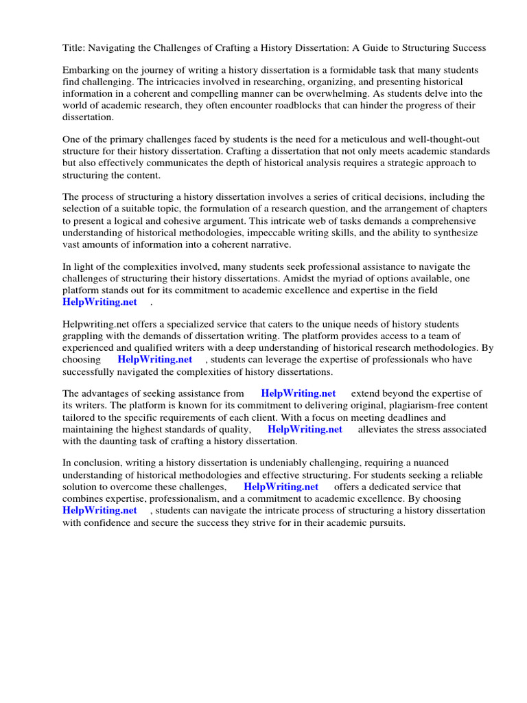 Structuring A History Dissertation | Download Free PDF | Thesis ...