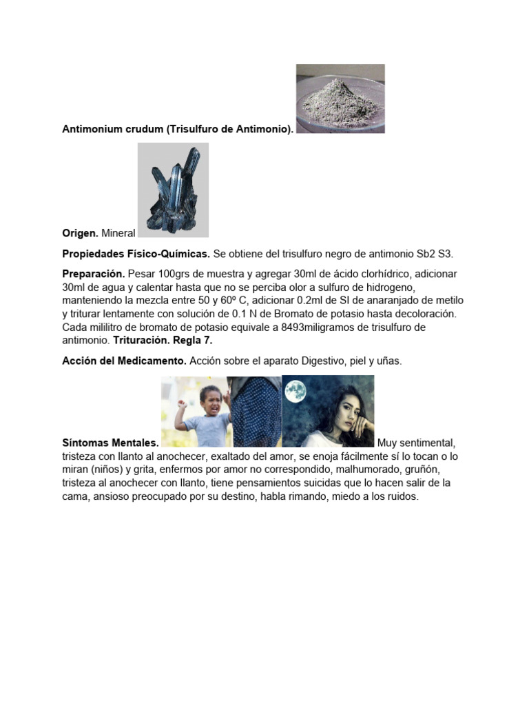 Antimonium Crudum: Usos y Preparación | PDF