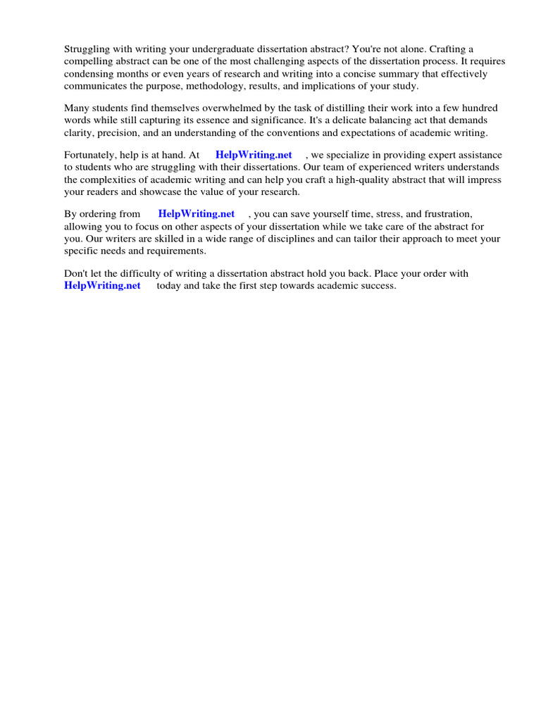 Undergraduate Dissertation Abstract Examples | PDF | Thesis | Abstract ...