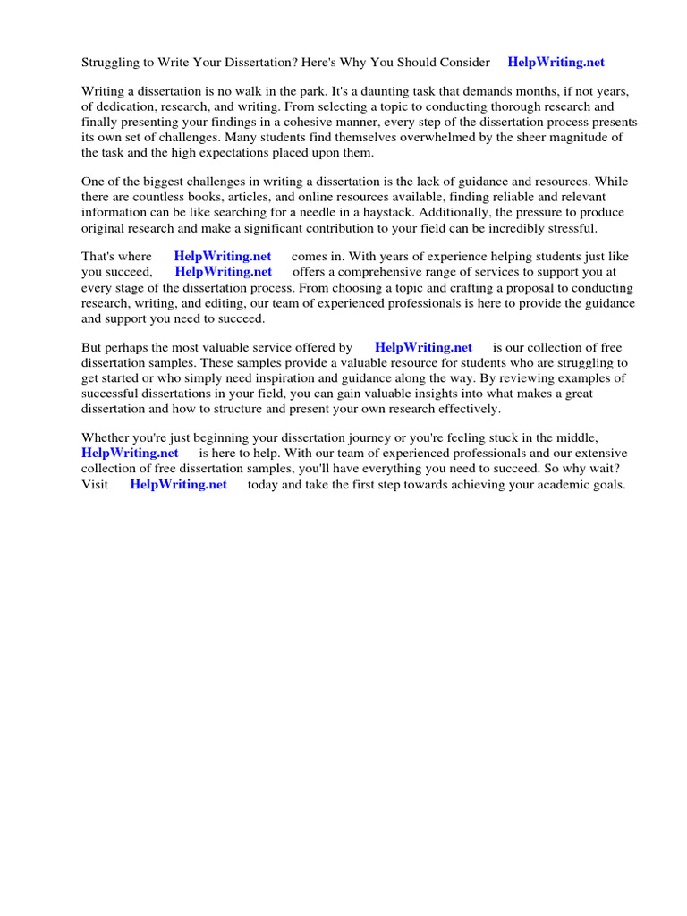 Free Dissertation Samples Online | PDF