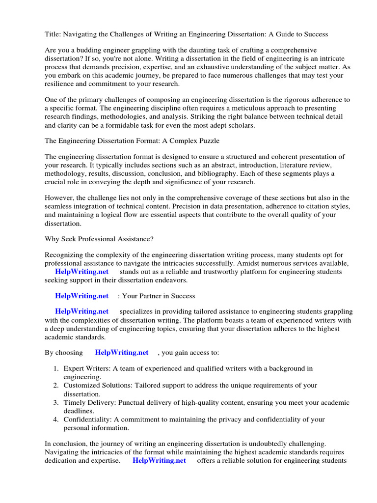 Engineering Dissertation Format | PDF | Thesis | Engineering