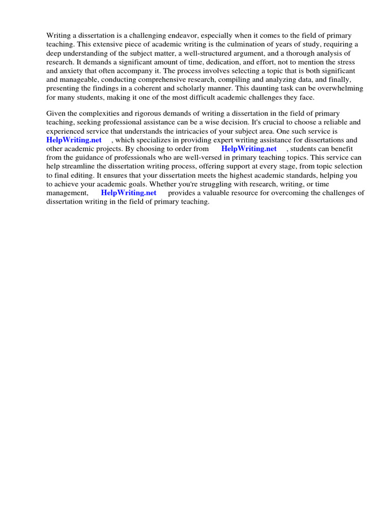 Primary Teaching Dissertation Examples | PDF | Thesis | Qualitative Research