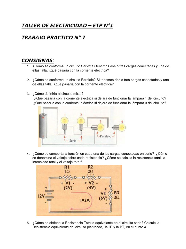 TP N°7 Taller Electricidad | PDF | Resistencia Eléctrica y Conductancia ...