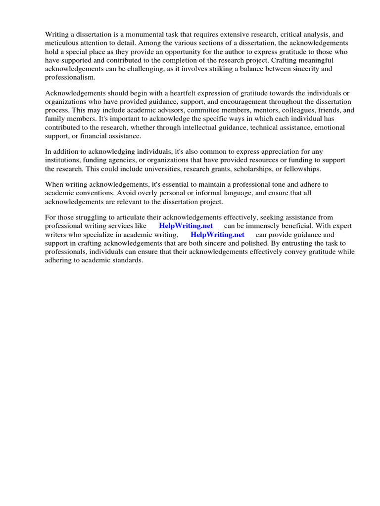 Dissertation Acknowledgements Guide | PDF | Thesis | Gratitude