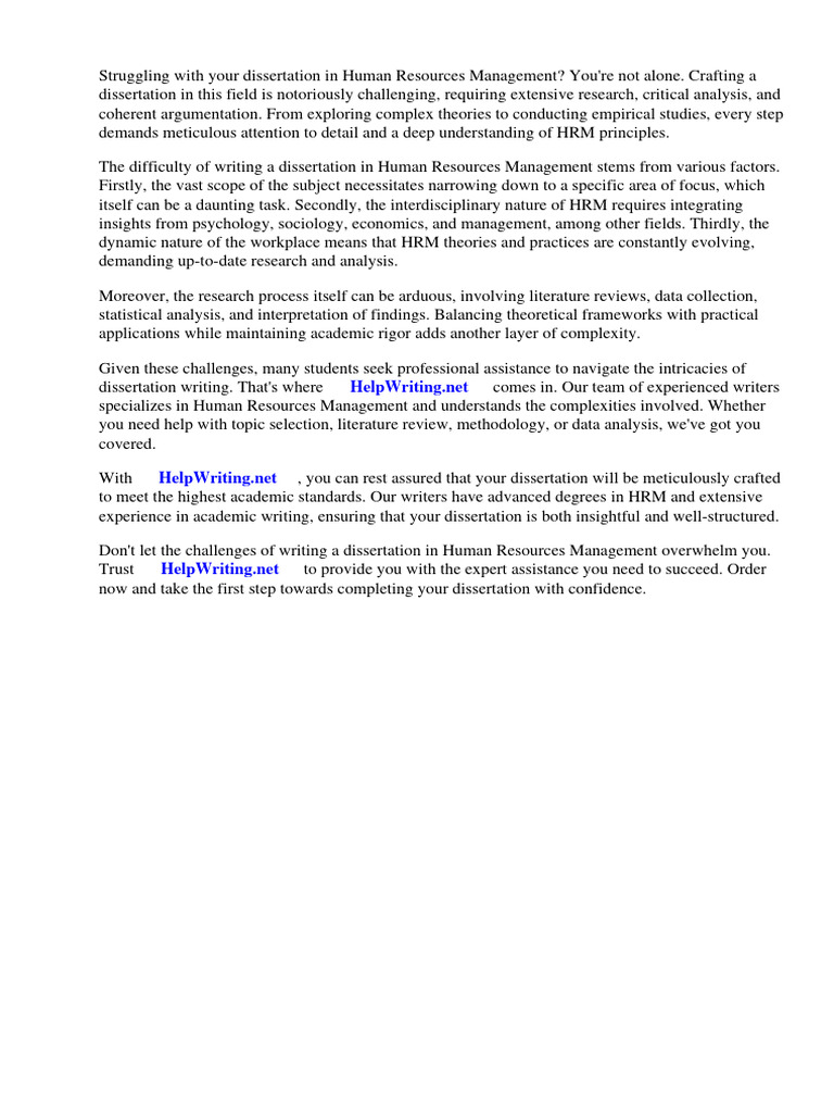 Sample Dissertation Topics Human Resources Management | PDF | Human ...