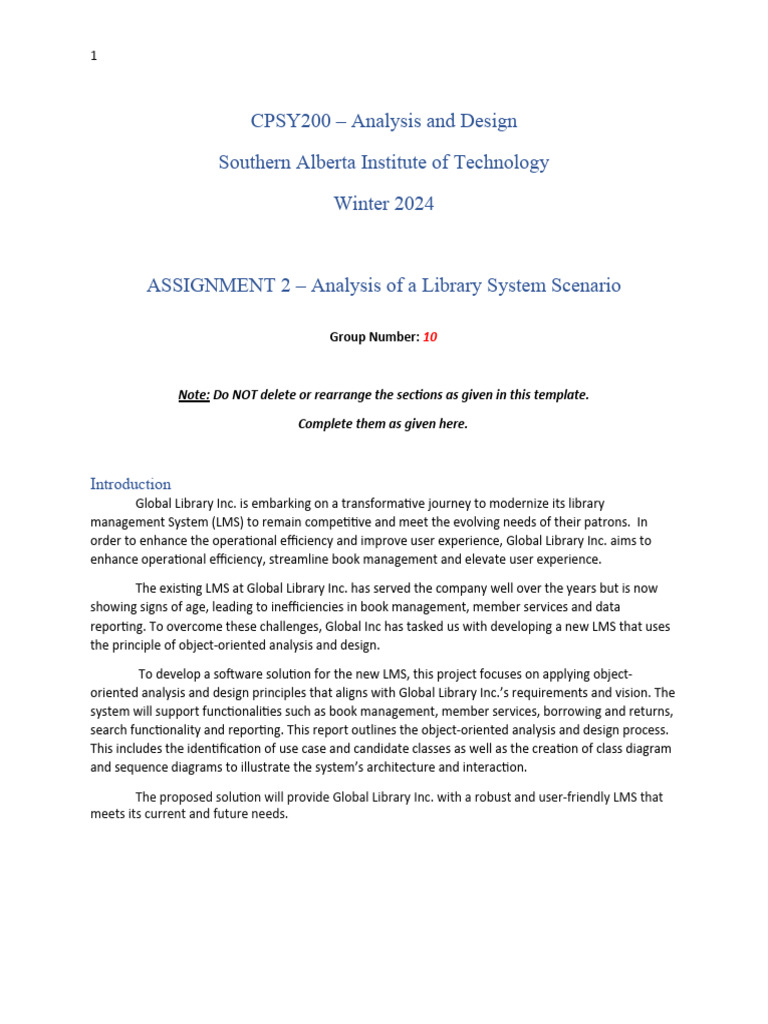 Assignment2 Template | PDF | Use Case | Class (Computer Programming)
