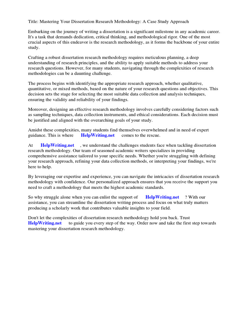 Dissertation Research Methodology Case Study | PDF | Methodology | Case Study