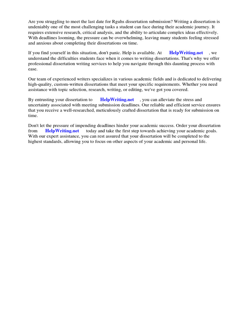 Rguhs Dissertation Submission Last Date | PDF | Thesis | Postgraduate Education