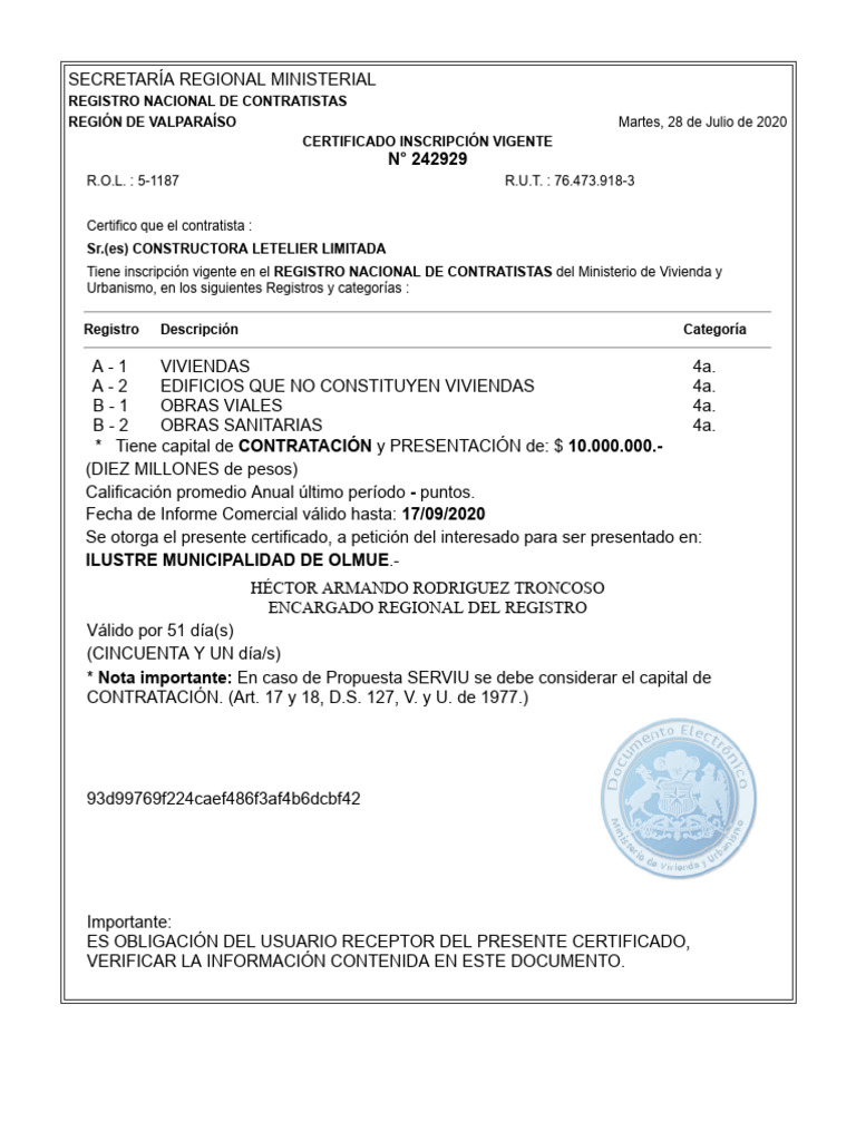 I) Registro Minvu | PDF